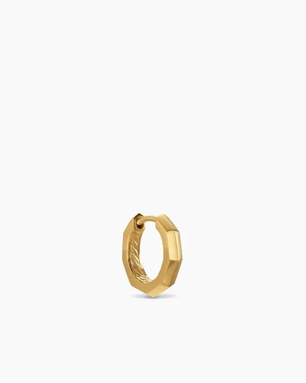 David Yurman Stax Faceted Huggie Hoop - All 18k Yellow Gold