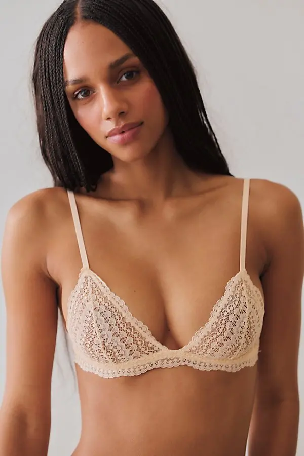 Free People This Or That Lace Triangle Bralette - Tender Peach