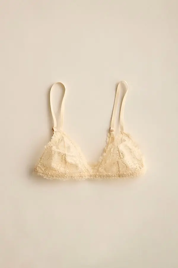 Free People This Or That Lace Triangle Bralette - Toasted Eggnog