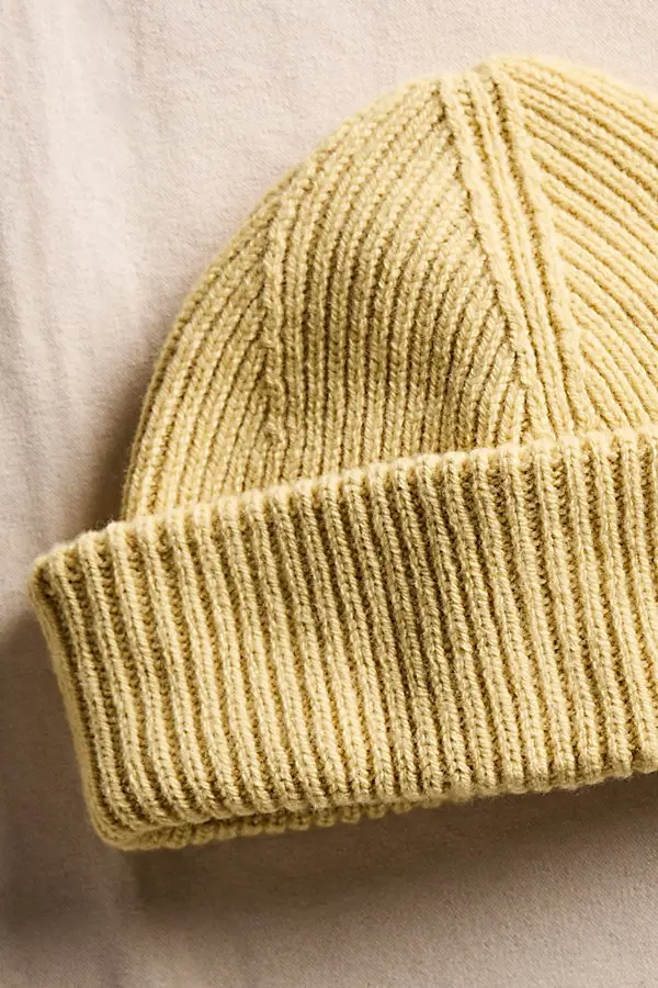 CLOIMH Chunky Wool Beanie Hat - Soft Yellow