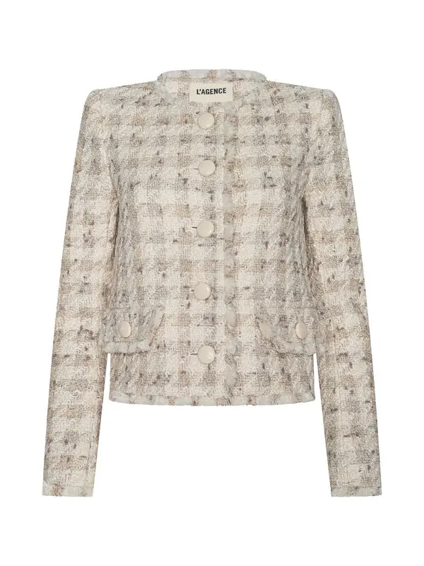 L'Agence Houndstooth Tweed Zell Jacket