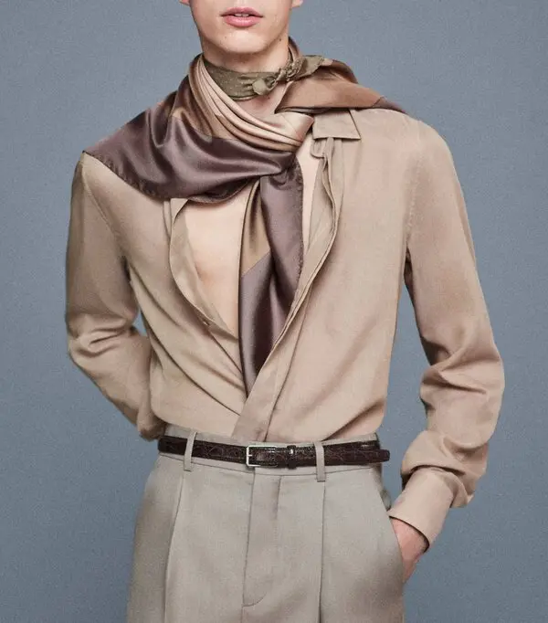 Saint Laurent Silk Geometric Print Scarf