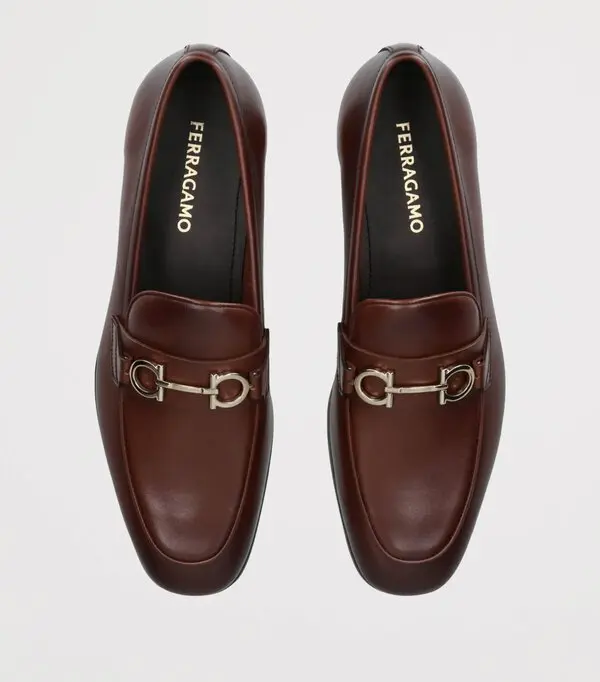 FERRAGAMO Leather Balty Loafers - Brown