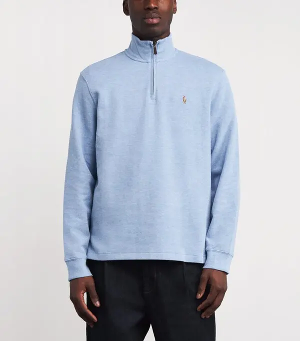 Polo Ralph Lauren Cotton Quarter-zip Logo Sweater - Blue