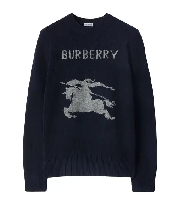 Burberry Wool-cashmere Ekd Sweater - Navy