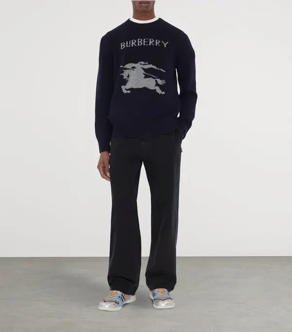 Burberry Wool-cashmere Ekd Sweater - Navy