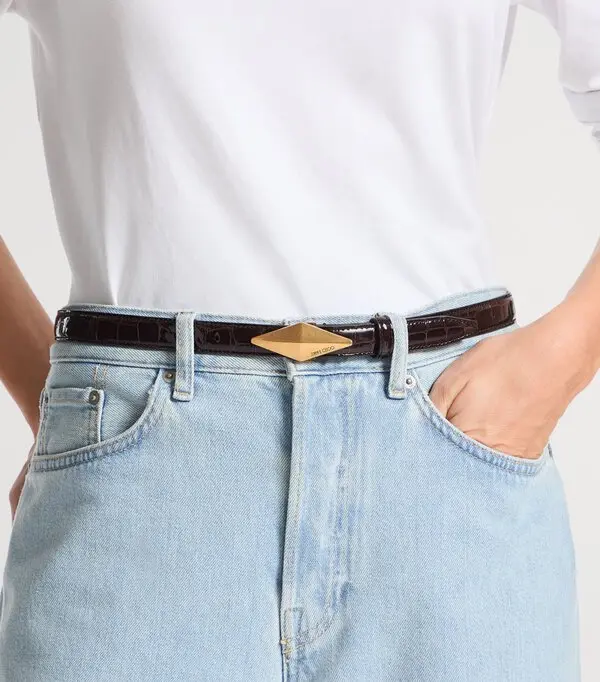 JIMMY CHOO Leather Belt With Diamond Clasp - Brown
