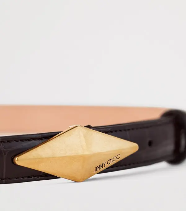 JIMMY CHOO Leather Belt With Diamond Clasp - Brown