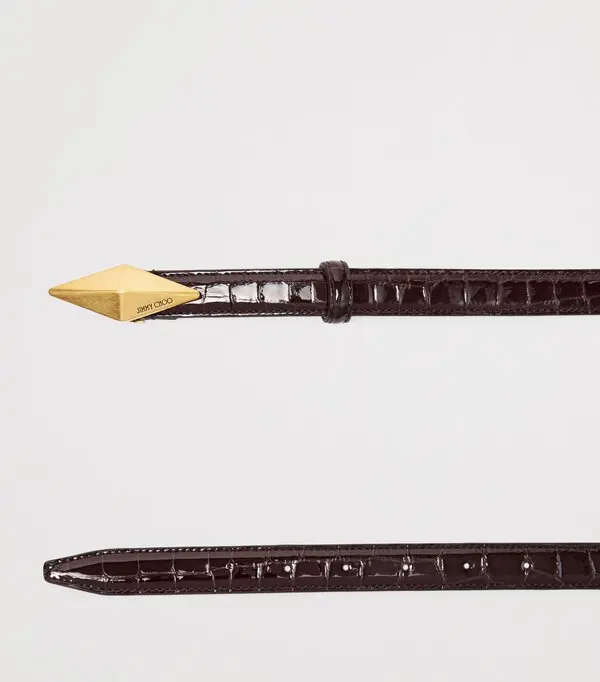 JIMMY CHOO Leather Belt With Diamond Clasp - Brown