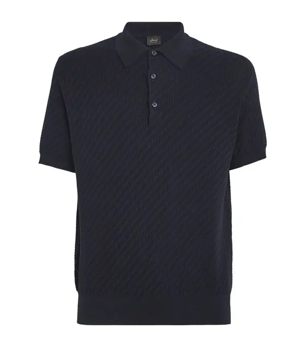 Brioni Cotton-silk-cashmere Polo Shirt - Blue