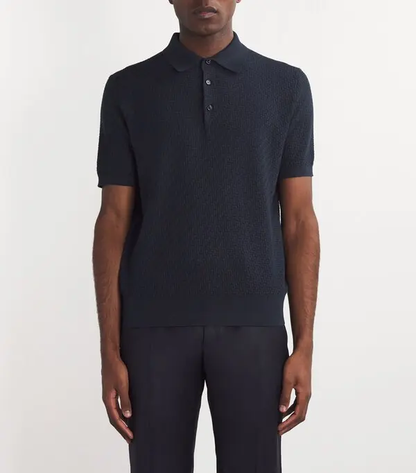 Brioni Cotton-silk-cashmere Polo Shirt - Blue