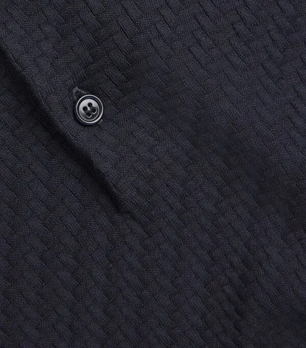 Brioni Cotton-silk-cashmere Polo Shirt - Blue