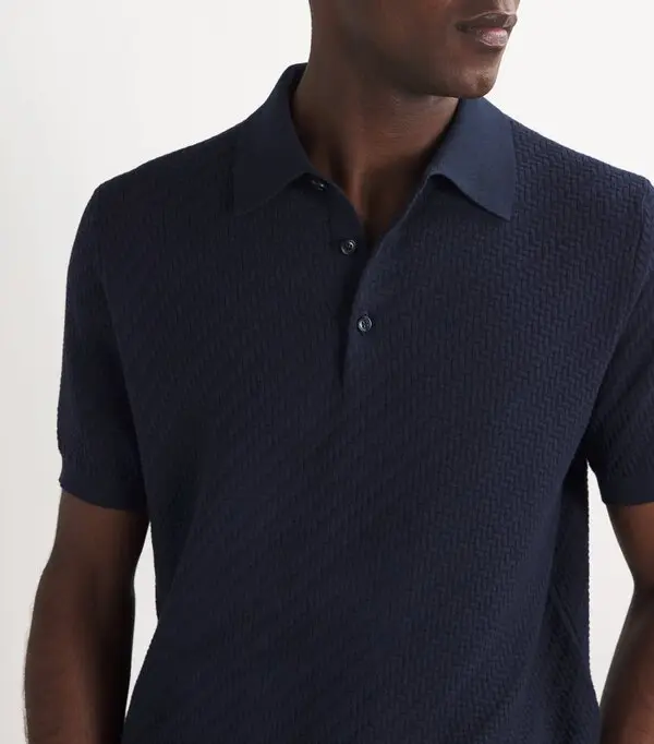 Brioni Cotton-silk-cashmere Polo Shirt - Blue