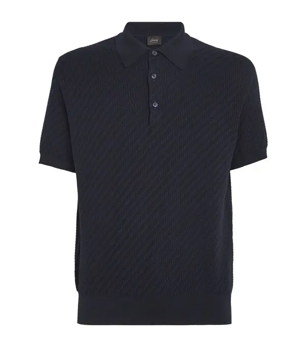 Brioni Cotton-silk-cashmere Polo Shirt - Blue