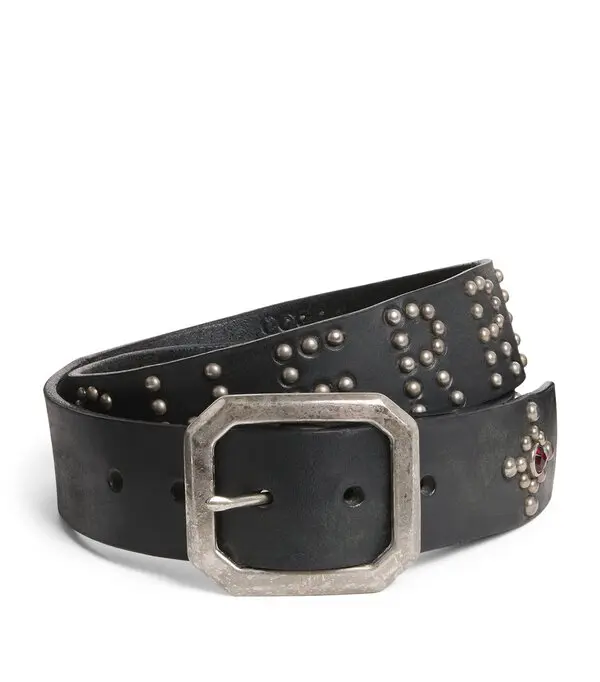 CHERRY LOS ANGELES Leather Santa Fe Studded Belt - Black
