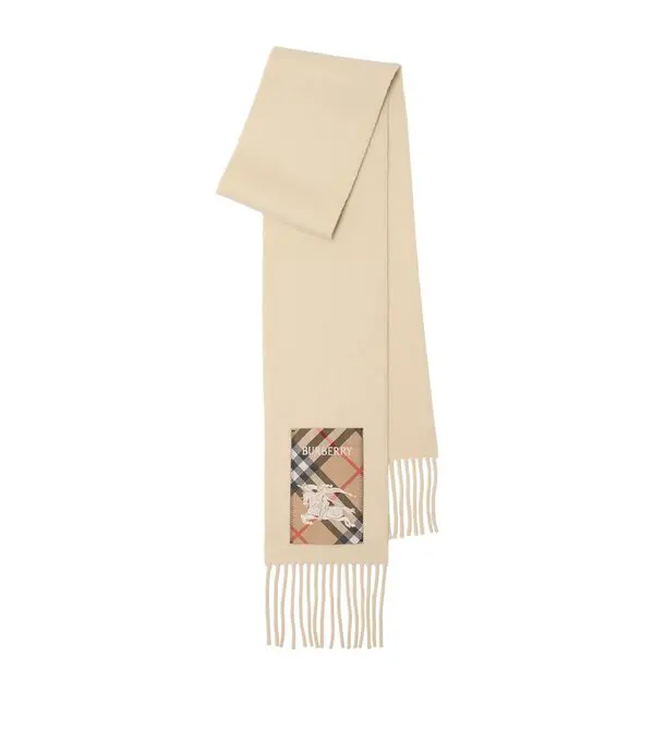 Burberry Cashmere Check Patch Scarf - Beige