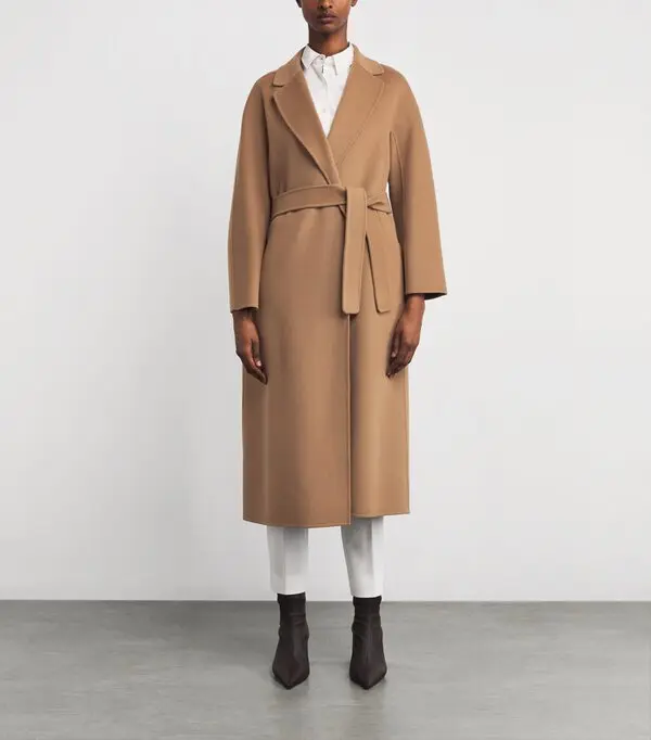 Max Mara Virgin Wool Wrap Coat - Beige