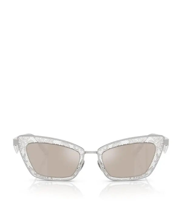 Dolce & Gabbana Steel Cat Eye Sunglasses - White