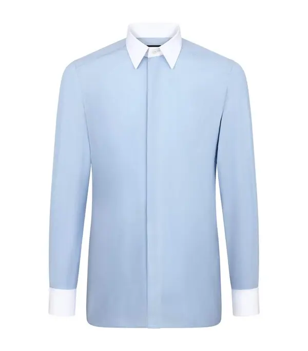 TOM FORD Cotton Contrast-trim Shirt - Blue