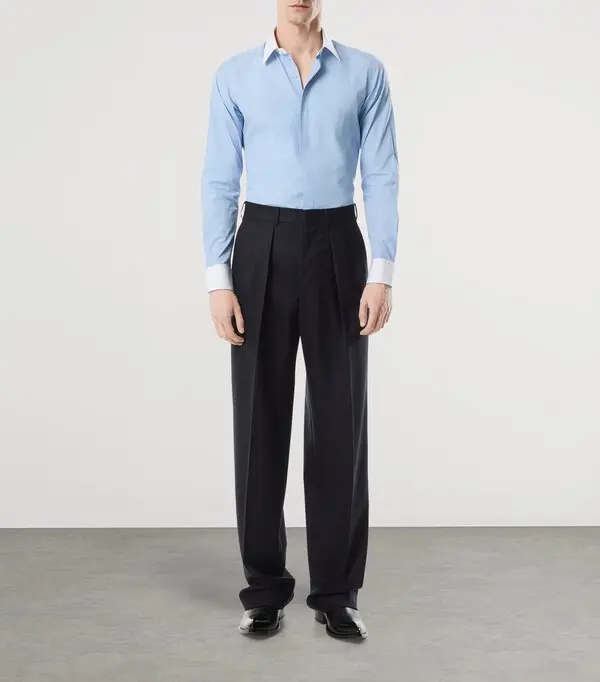 TOM FORD Cotton Contrast-trim Shirt - Blue