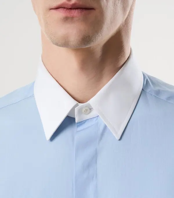 TOM FORD Cotton Contrast-trim Shirt - Blue