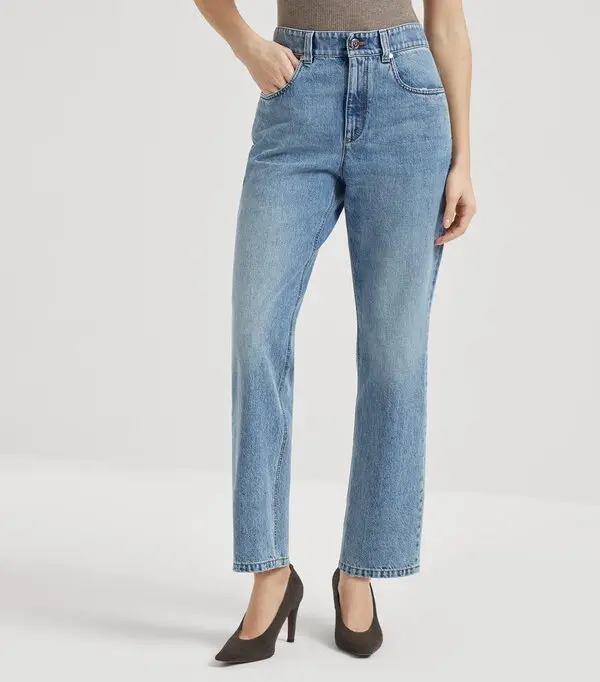 Brunello Cucinelli Logo Patch Mid-rise Straight-fit Jeans