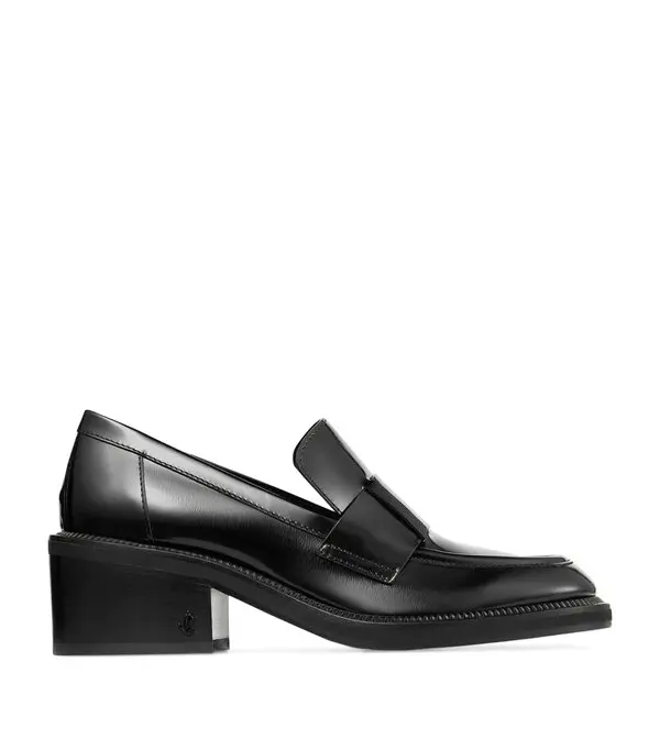 JIMMY CHOO Tylor 60 Leather Heeled Loafers - Black