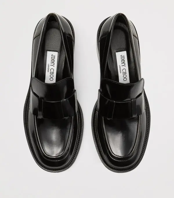 JIMMY CHOO Tylor 60 Leather Heeled Loafers - Black