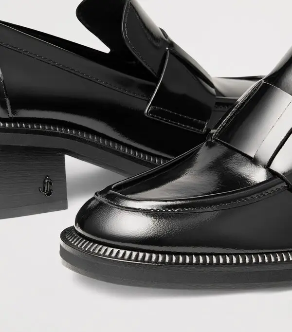 JIMMY CHOO Tylor 60 Leather Heeled Loafers - Black