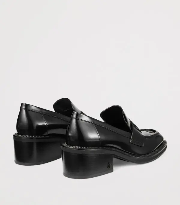 JIMMY CHOO Tylor 60 Leather Heeled Loafers - Black