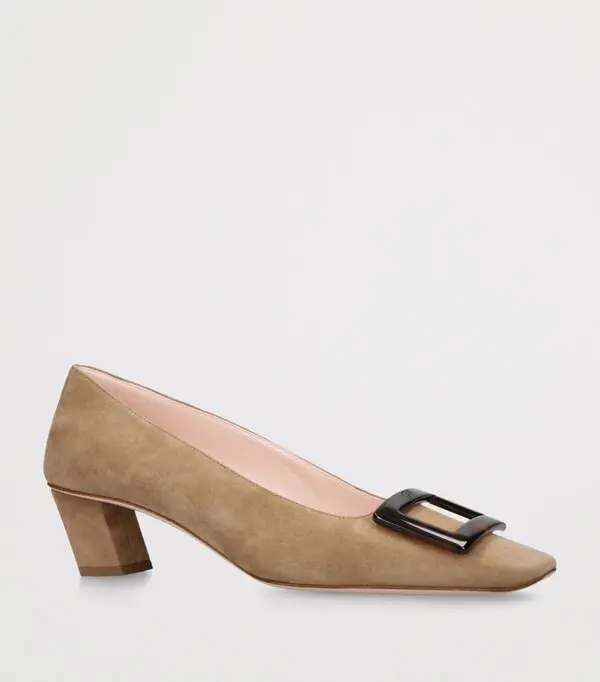 ROGER VIVIER Belle Vivier Suede Pumps - Beige