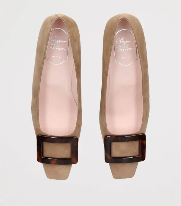 ROGER VIVIER Belle Vivier Suede Pumps - Beige