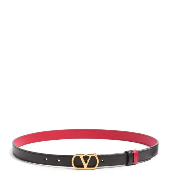 Valentino Garavani Leather Reversible Vlogo Signature Belt - Black
