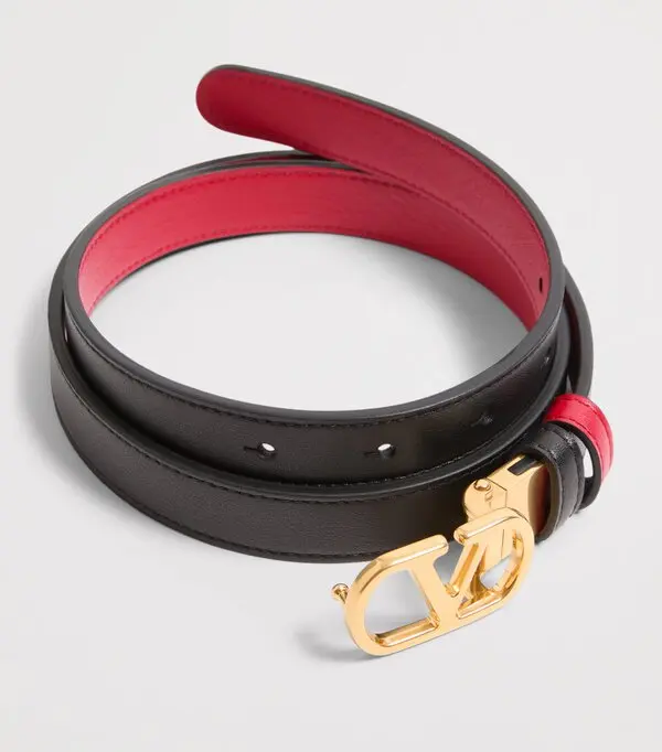 Valentino Garavani Leather Reversible Vlogo Signature Belt - Black