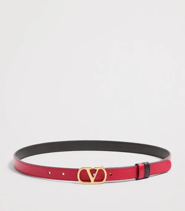 Valentino Garavani Leather Reversible Vlogo Signature Belt - Black