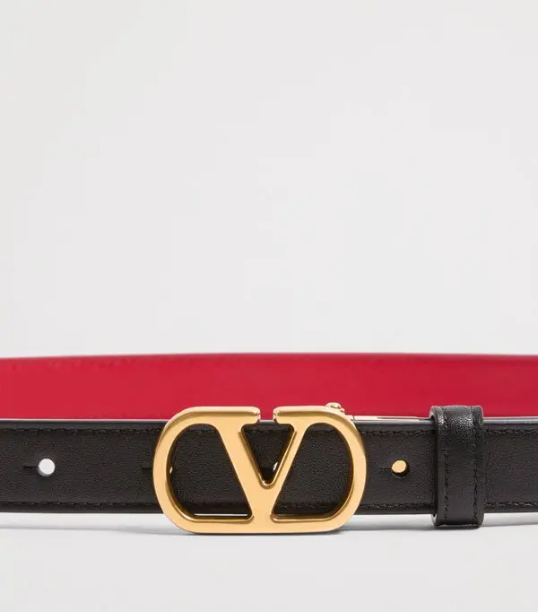 Valentino Garavani Leather Reversible Vlogo Signature Belt - Black