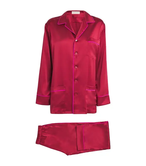 Olivia Von Halle Silk Yves Pyjama Set - Red