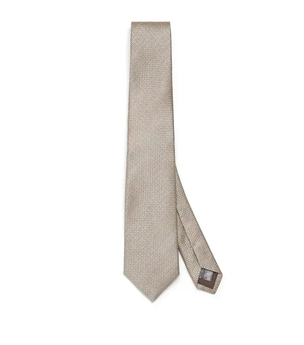 Canali Silk Jacquard Necktie - Beige