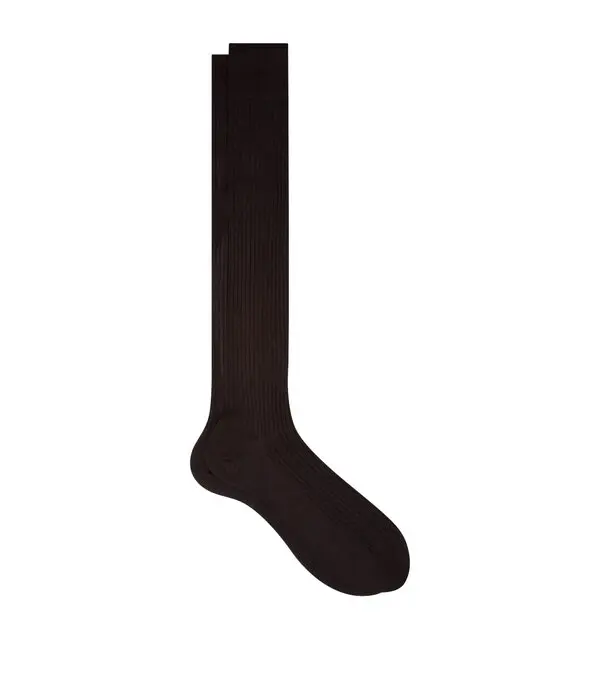 Pantherella Egyptian Cotton Lisle Long Sock - Brown