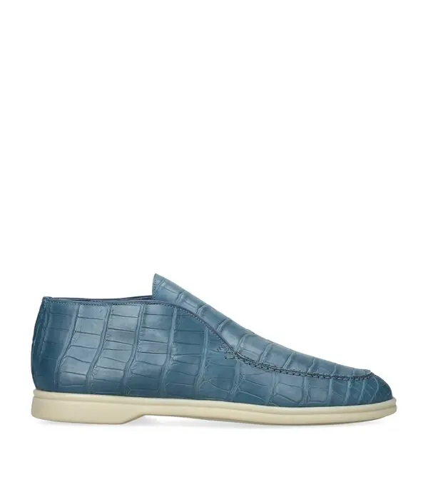 BROTINI Alligator Skin Ankle Boots - Blue