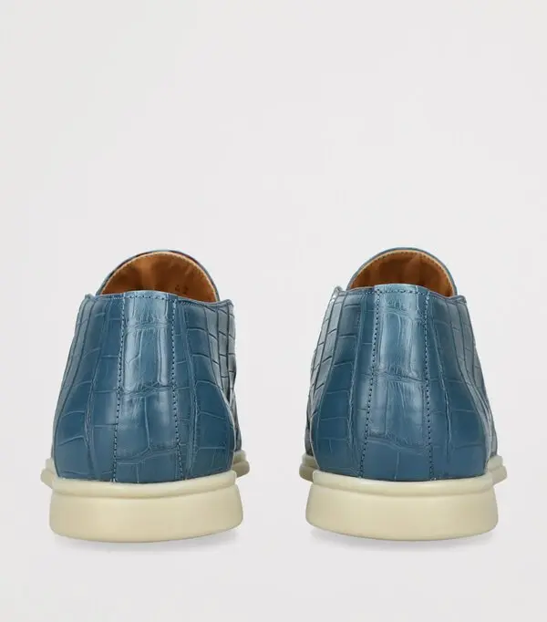 BROTINI Alligator Skin Ankle Boots - Blue
