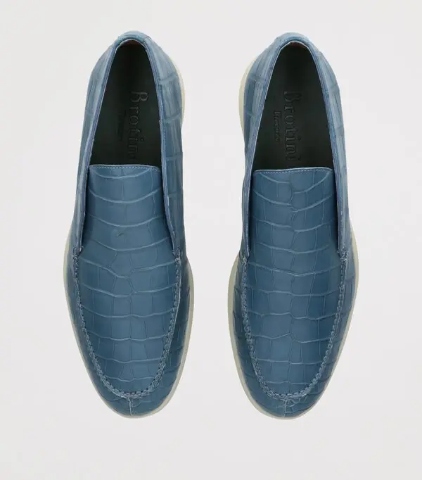 BROTINI Alligator Skin Ankle Boots - Blue