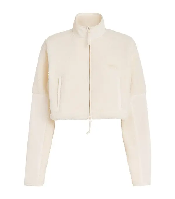SKIMS Teddy Cropped Zip-up Jacket - Ivory