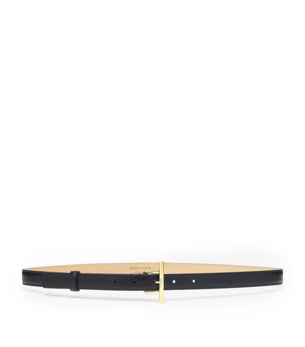 Alexander McQueen Leather T-bar Belt - Black