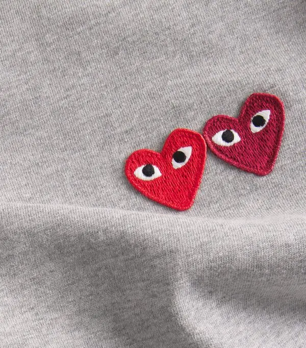 Play Comme Des Garcon Embroidered Double-heart T-shirt - Grey