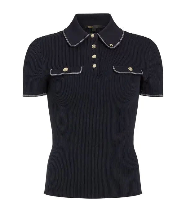 Maje Ribbed Polo Shirt