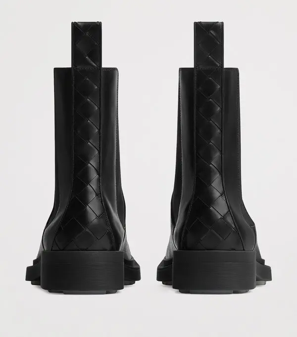 Bottega Veneta Leather Intrecciato-detail Ben Chelsea Boots - Black