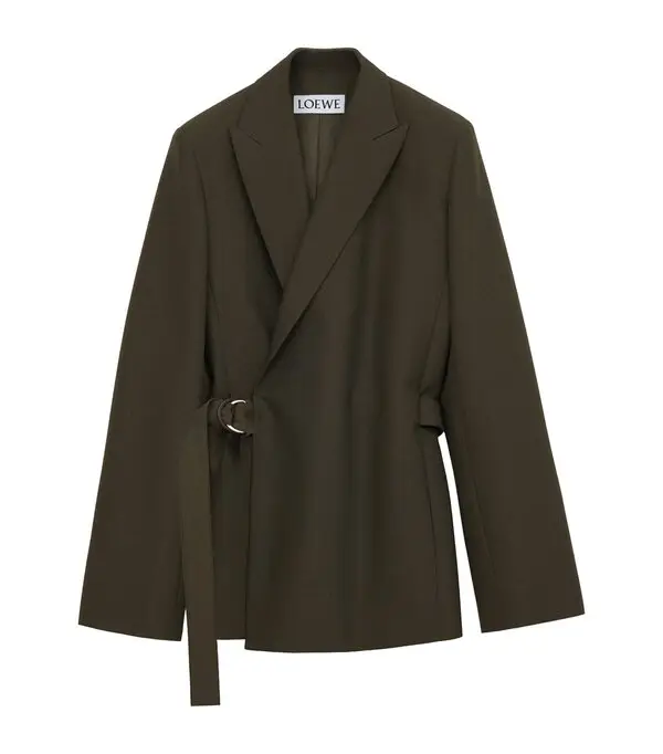Loewe Wool Draped Blazer - Green