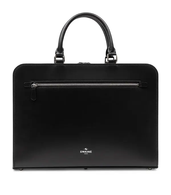 SWAINE Leather Kensington Briefcase - Black