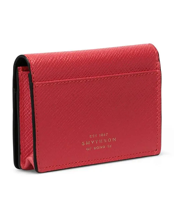 Smythson Leather Panama Folded Card Holder - Red